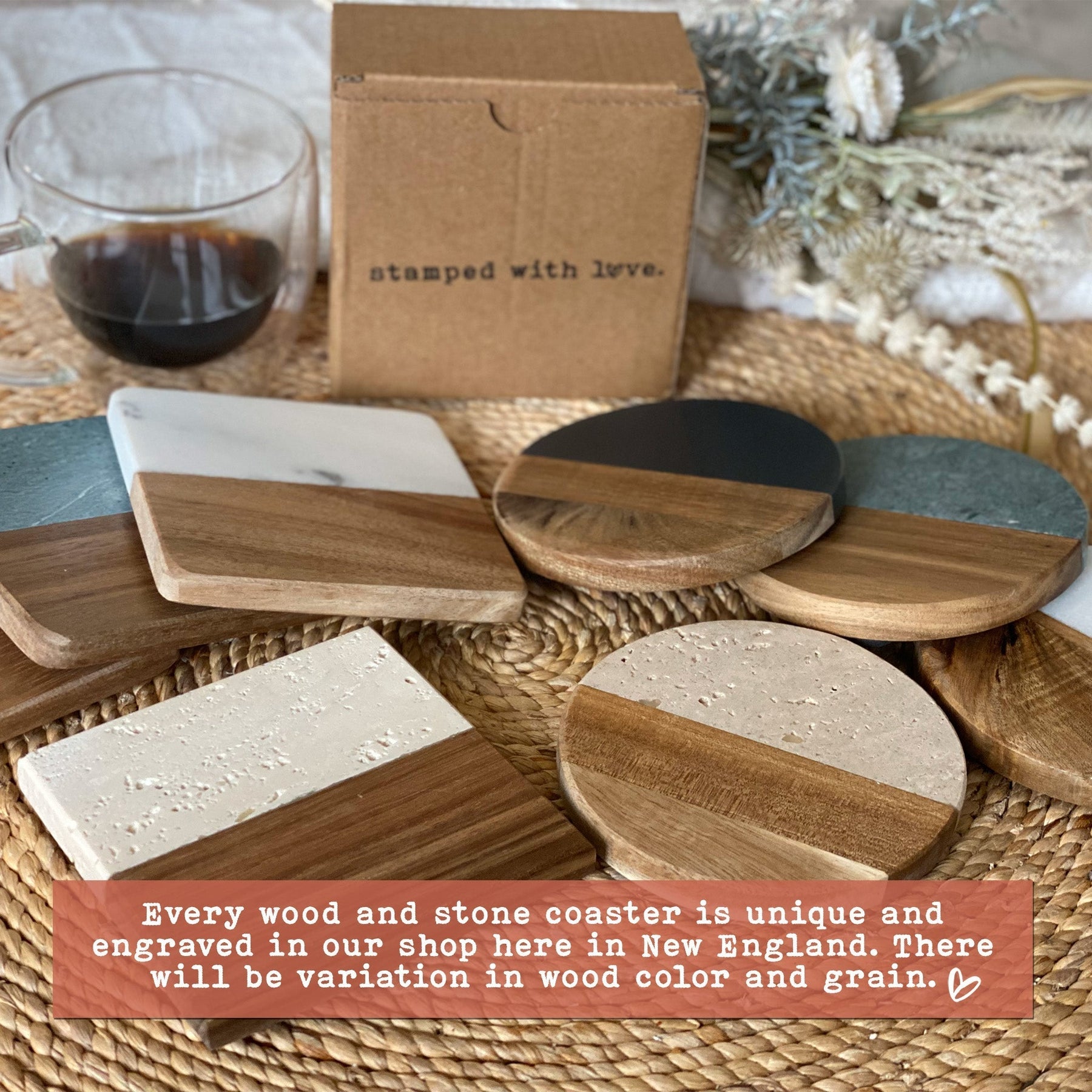 Custom Logo Coasters for Business | Stamped with Love