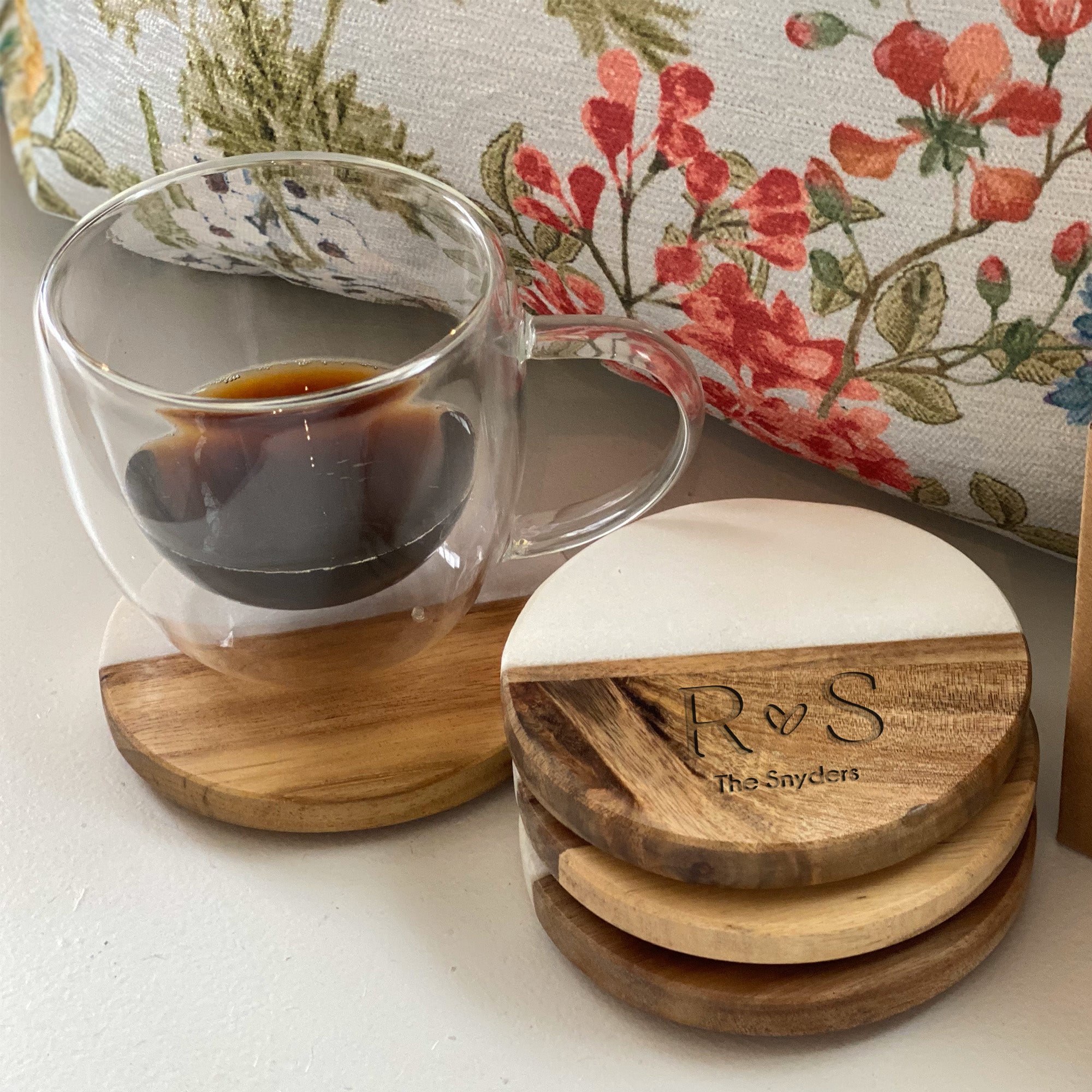 Custom Engraved Monogram Coasters | Stamped with Love