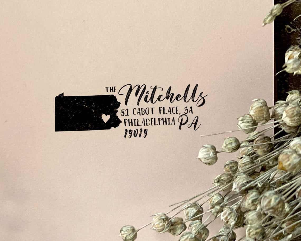 Pennsylvania Rectangular Return Address Stamp | Stamped with Love