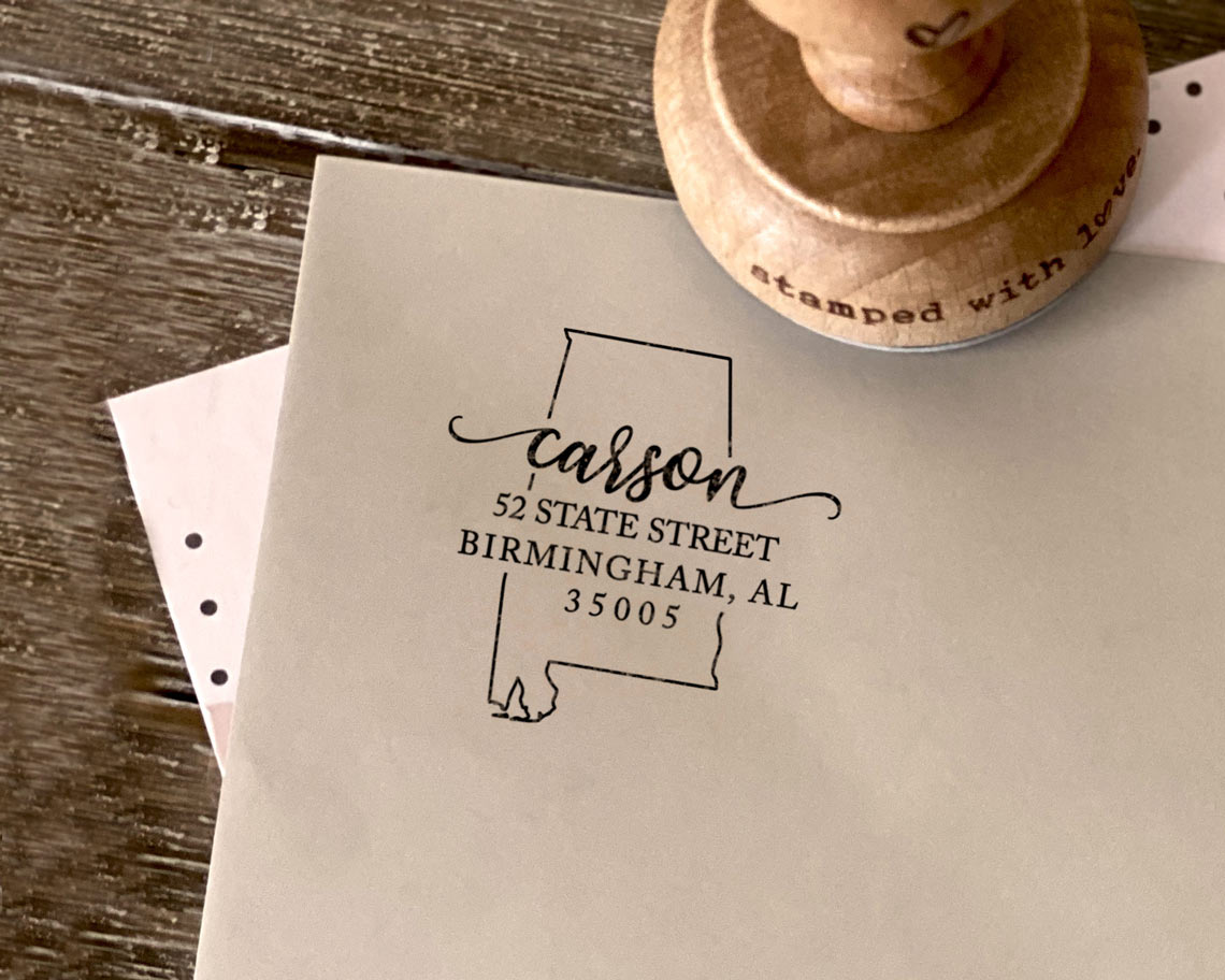 Alabama Round Return Address Stamp | Stamped with Love