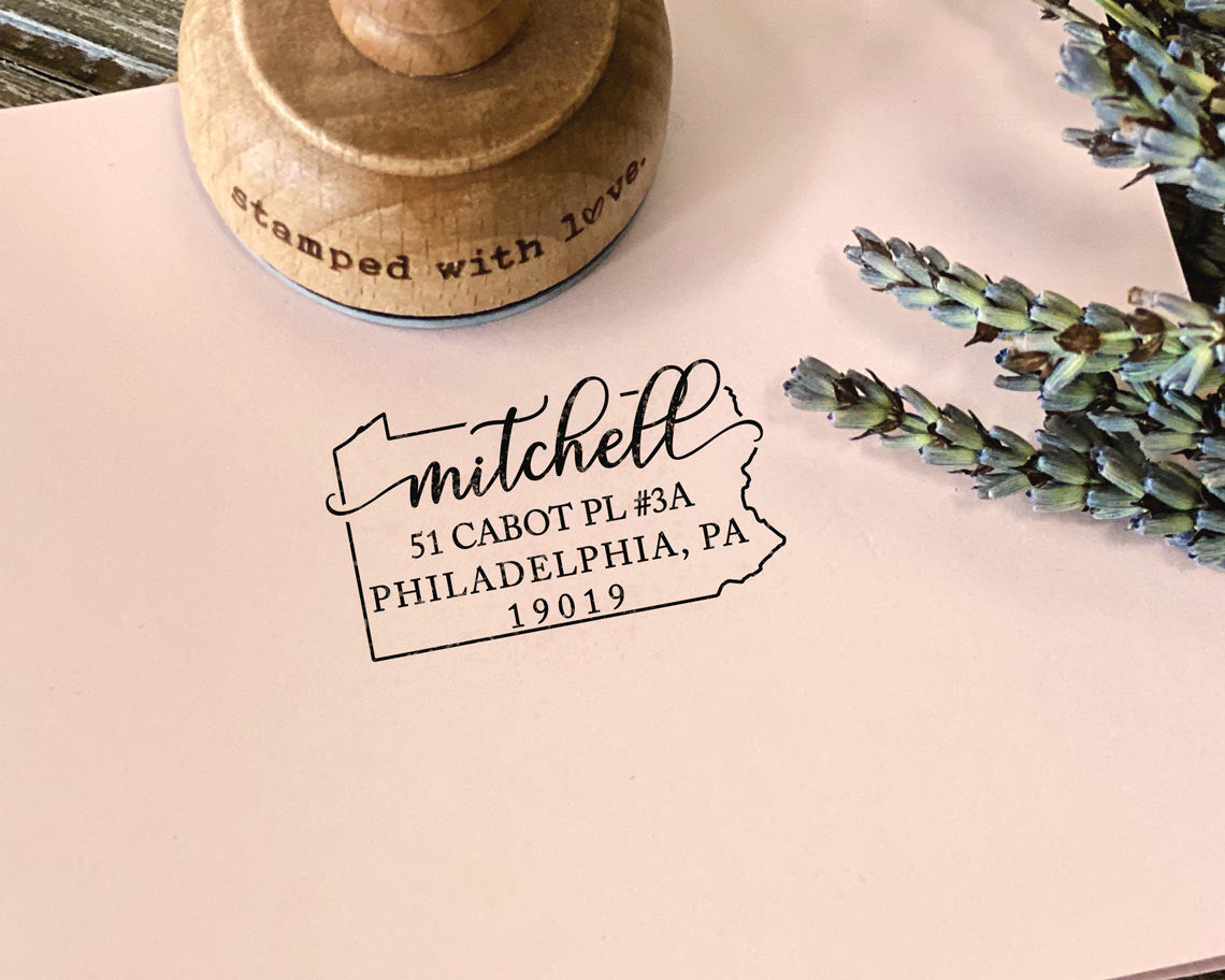 Pennsylvania Round Return Address Stamp | Stamped with Love