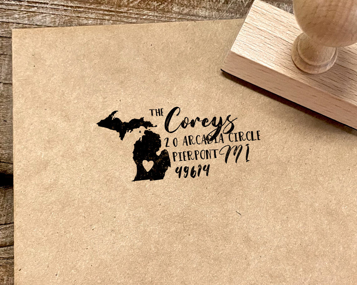 Michigan Rectangular Return Address Stamp | Stamped with Love
