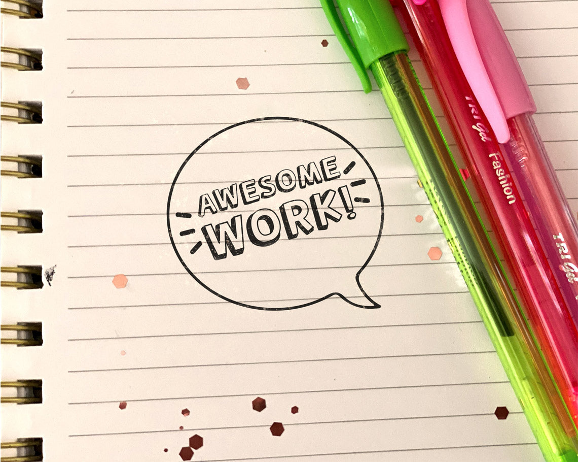 Self Inking Teacher Stamp: Awesome Work | Stamped with Love